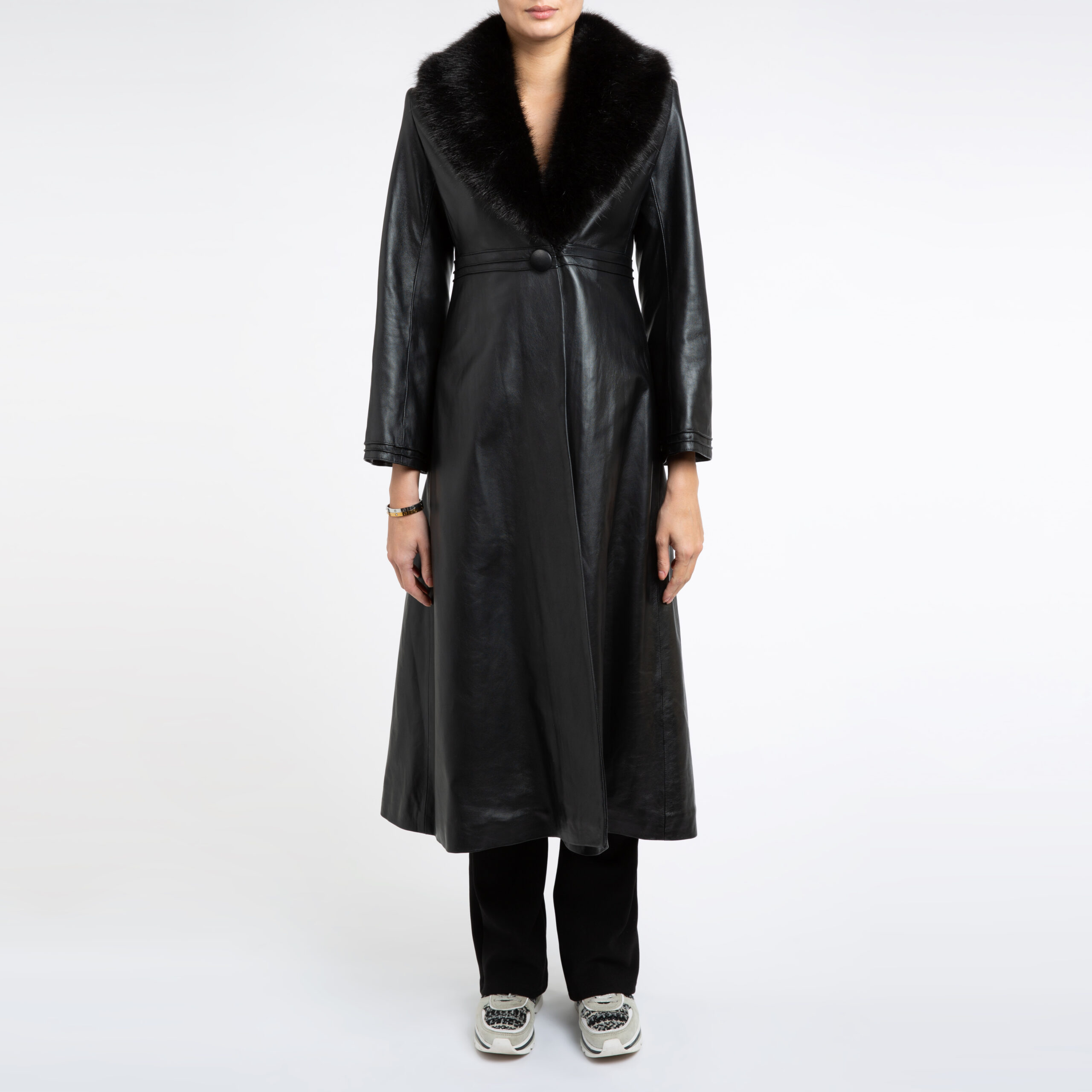 Edward Leather Trench Coat in Black - Verheyen London