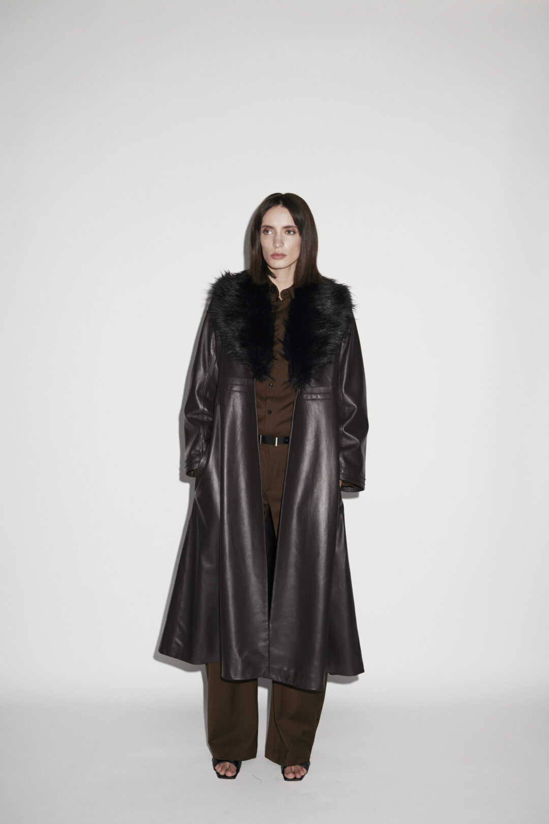 Edward Leather Trench Coat in Dark Chocolate - Verheyen London
